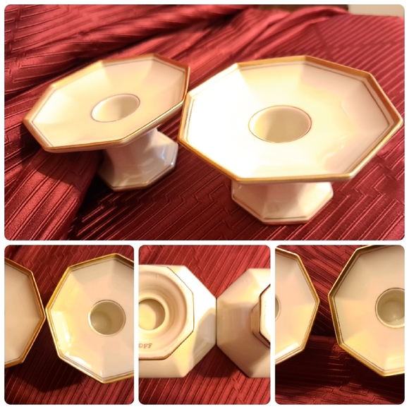 Fitz and Floyd | Dining | Fitz Floyd Palais Buff 35 Octagonal Cream Candlesticks Japan | Poshmark